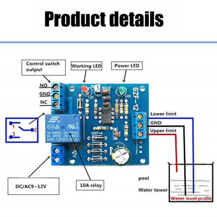 9V-12V Liquid Water Level Controller Sensor Automatic Pumping Drainage ...
