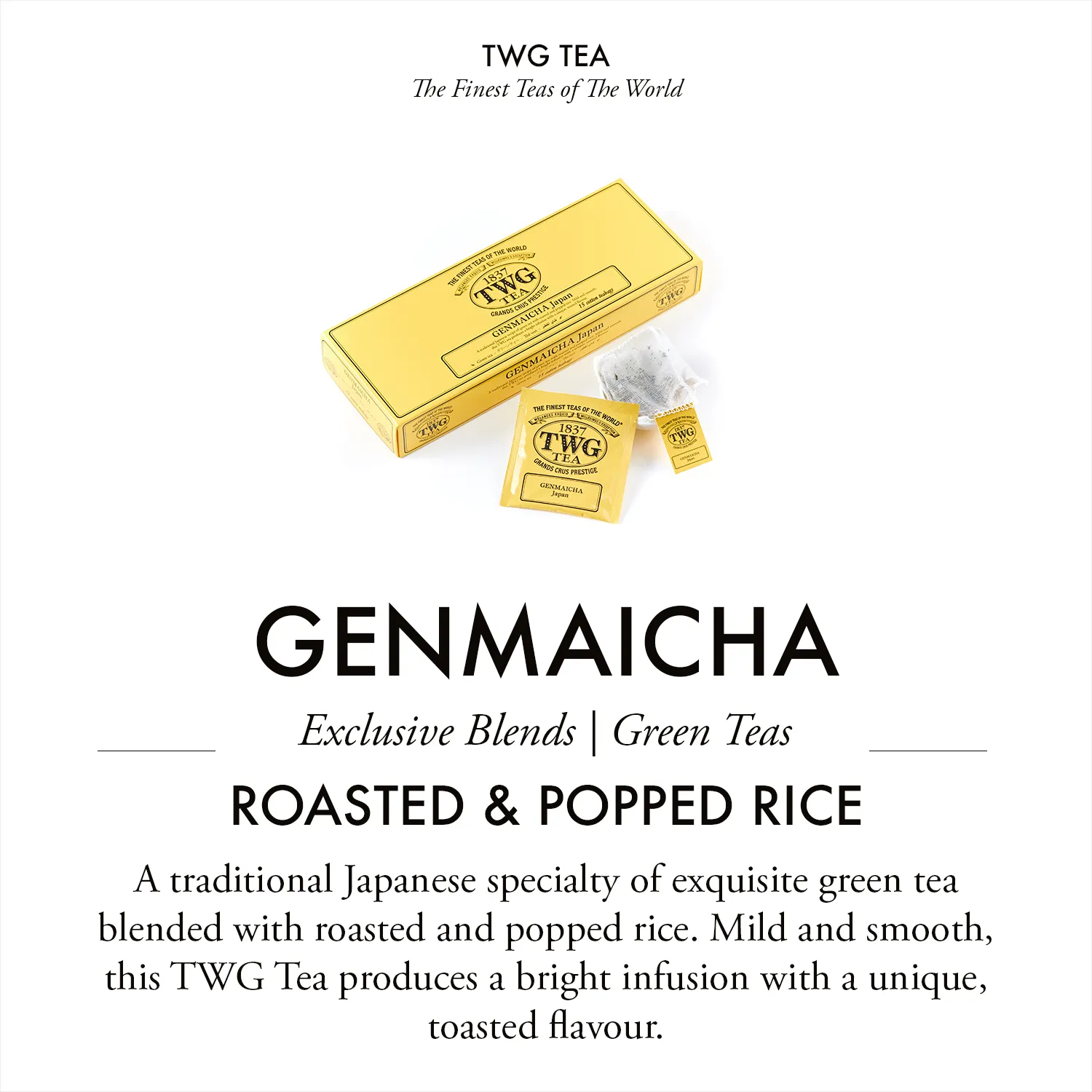TWG Tea | Genmaicha Tea, Japanese Green Tea Blend in 15 Hand Sewn ...