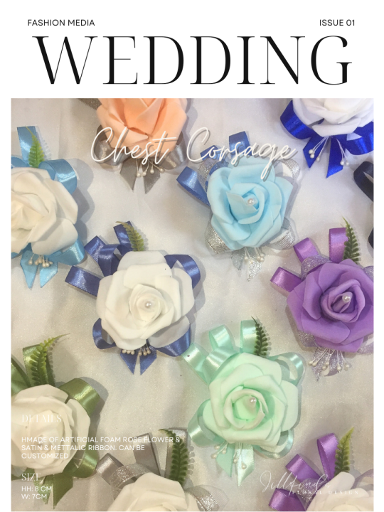 Flower Chest Corsage, Bouttonniere with Pin Ribbons Artificial Rose for ...