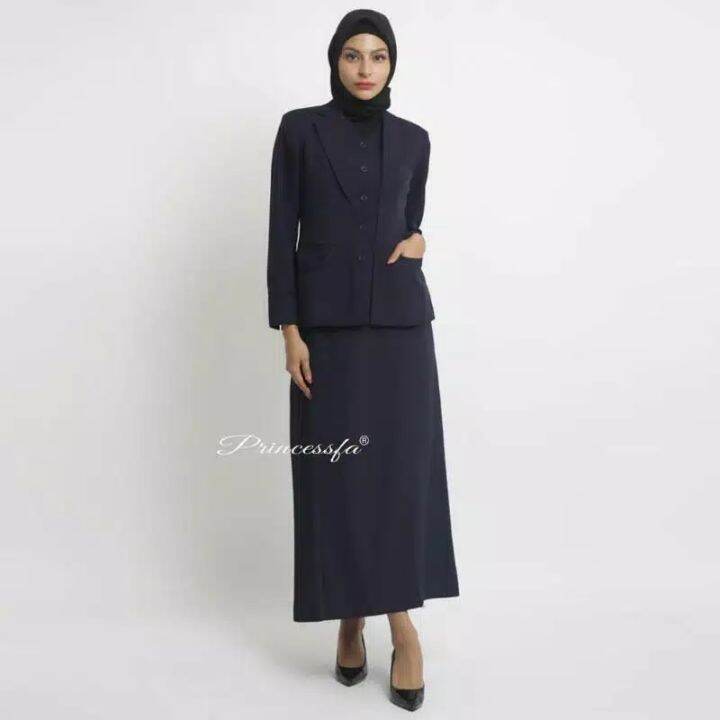 blazer guru / pdh guru / seragam guru biru Dongker | Lazada Indonesia