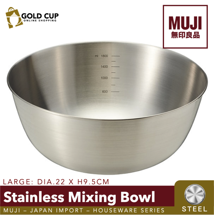 MUJI Stainless Steel Mixing Bowl (Large: Dia.22 x H9.5cm) | Lazada PH