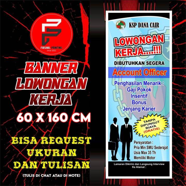 Banner Lowongan Kerja / Spanduk Lowongan Kerja / Banner Ukuran 60 x 160 ...
