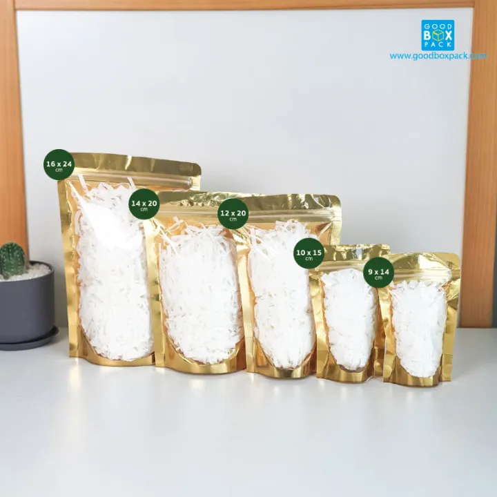 Goodboxpack(แพ็คละ 50 ใบ) ถุงซิป เจาะหน้าต่างใส ทรงตั้ง เคลือบใสกันซึม ด้านบนมีซิปปิดรูด ...