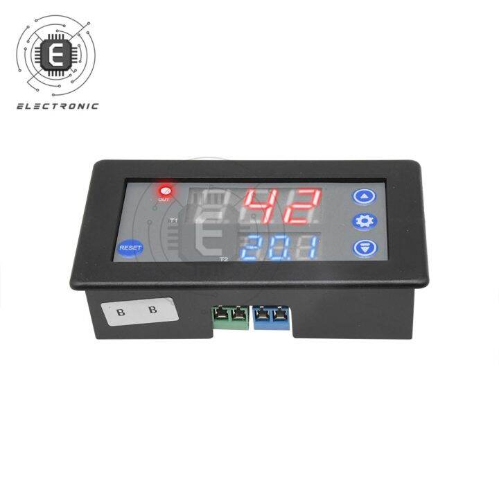 DC 12V Digital Cycle Timer Delay Relay Module with LED Dual Time Display Timing Adjustable Power ...