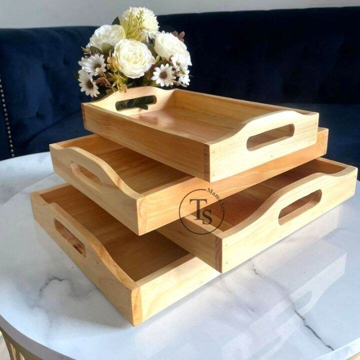 Nampan/ Baki/ Tray Besar Model Pegangan Lengkung/ Nampan Kayu Untuk ...