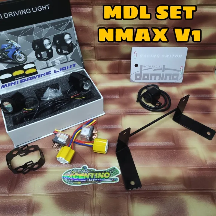 MINI DRIVING LIGHT FOR NMAX VERSION 1 BRACKET WITH DOMINO TRI SWITCH ...