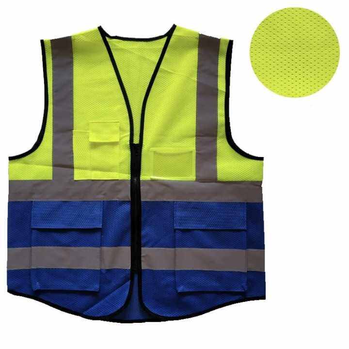 Rompi Safety Proyek Biru / ID Holder 5 Saku / Rompi reflektif | Lazada ...