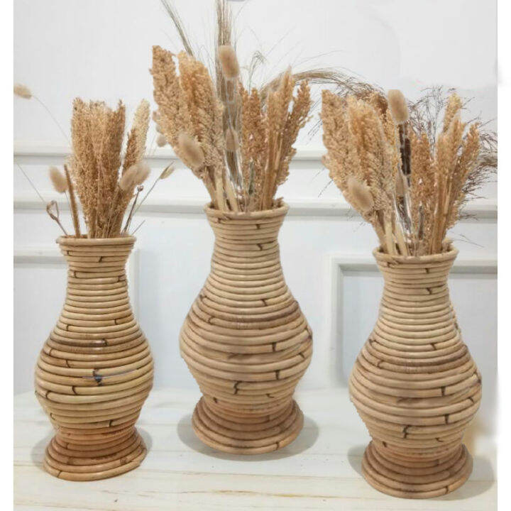 Guci Rotan Alami Vas Bunga Rotan Tinggi 20 cm home decor Vas Bunga Hits ...