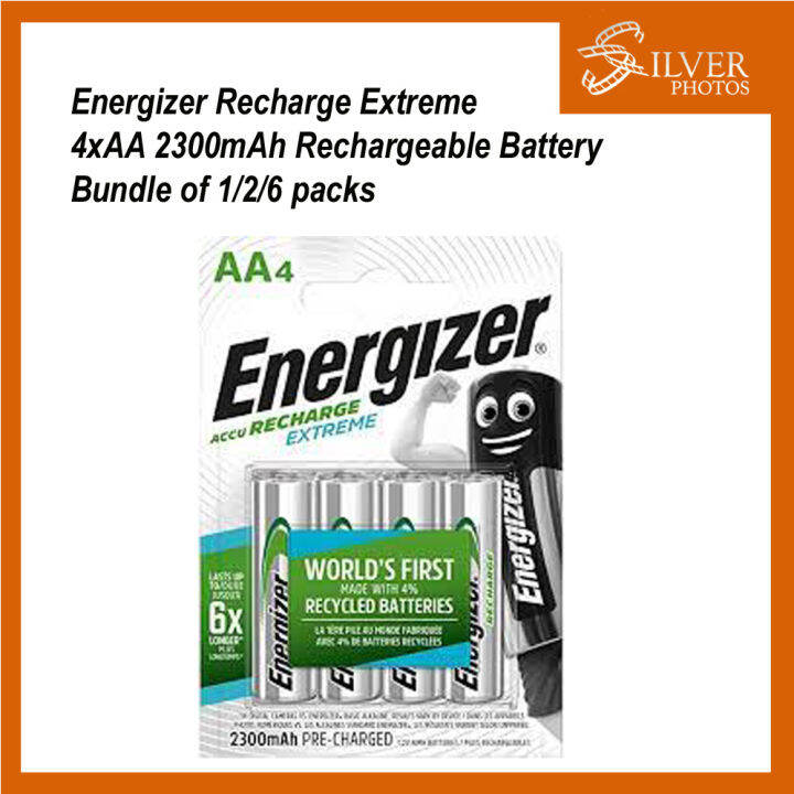 Bundle of Energizer Recharge Extreme 4xAA 2300mAh Rechargeable Battery ...