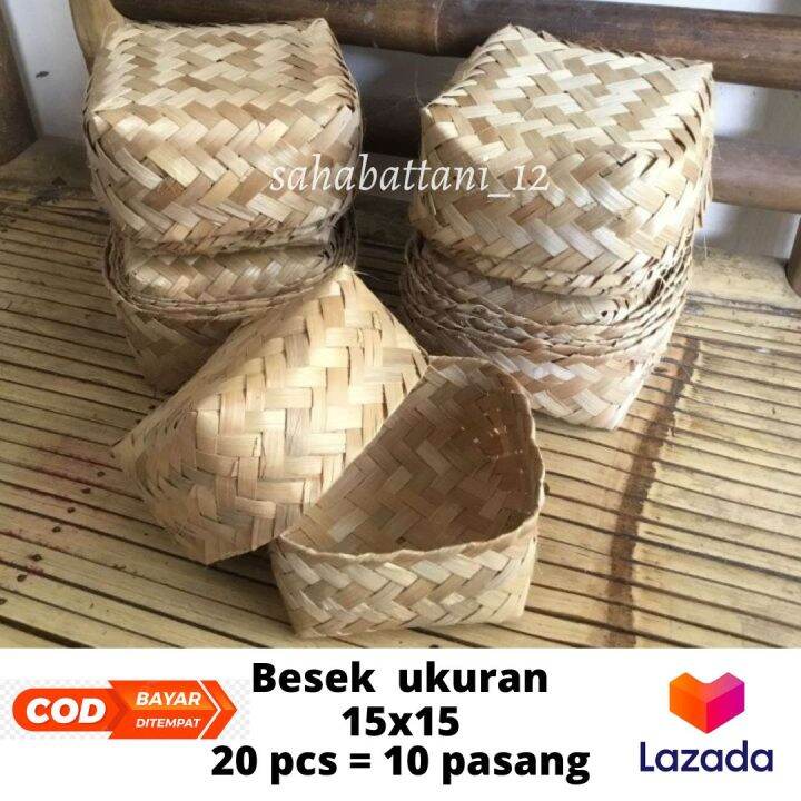 Besek bambu (20 pcs = 10 pasang ukuran 15x15), tempat nasi berkat unik ...