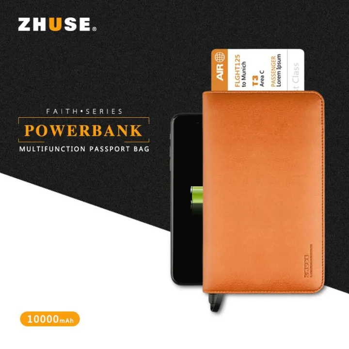 Zhuse Faith Series Powerbank Leather Travel Wallet | Lazada PH