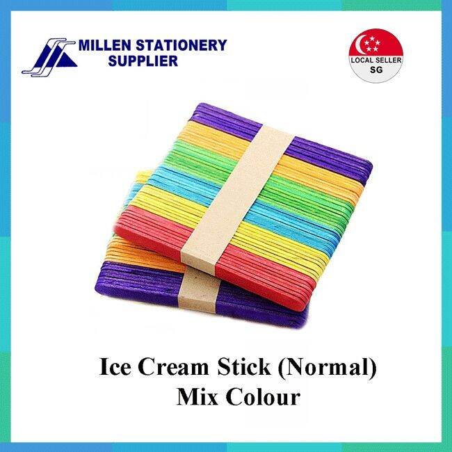 [Bundle Set] Assorted Coloured Ice Cream Sticks, Small. (2 Sets of 100 ...