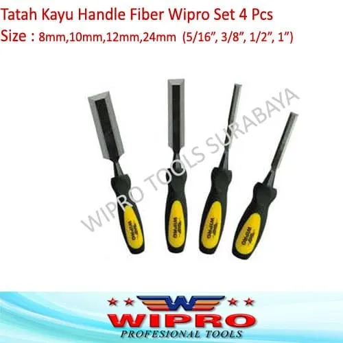Tata Kayu Pahat Kayu Set 4 Pcs Handle Fiber WIPRO | Lazada Indonesia