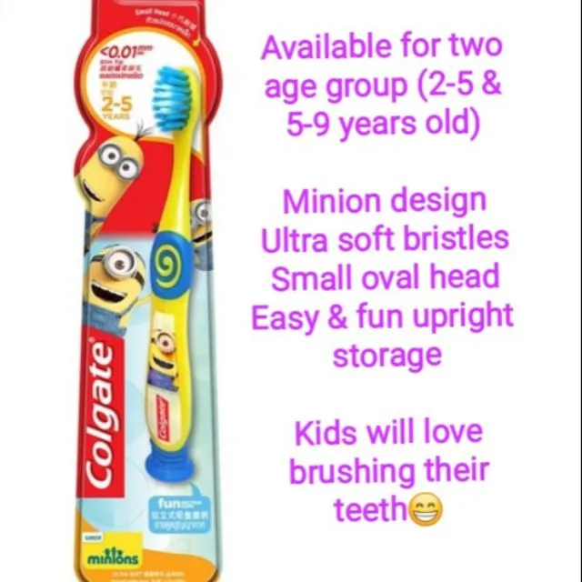 Colgate kids minion toothbrush for 2-5 and 5-9 years old kids | Lazada