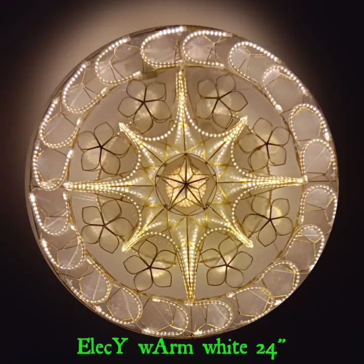 L2 Parol size 24 white elecy made of capiz with LED lights | Lazada PH