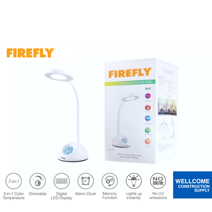 Firefly LED Tri-color Desk Lamp with Digital Display Date Time ...