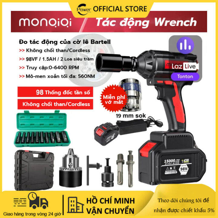 Máy Siết 98V Pin Khủng Động Cơ Không Chổi Than Cờ lê điện Ổ cắm Monqiqi Máy khoan không dây có ...