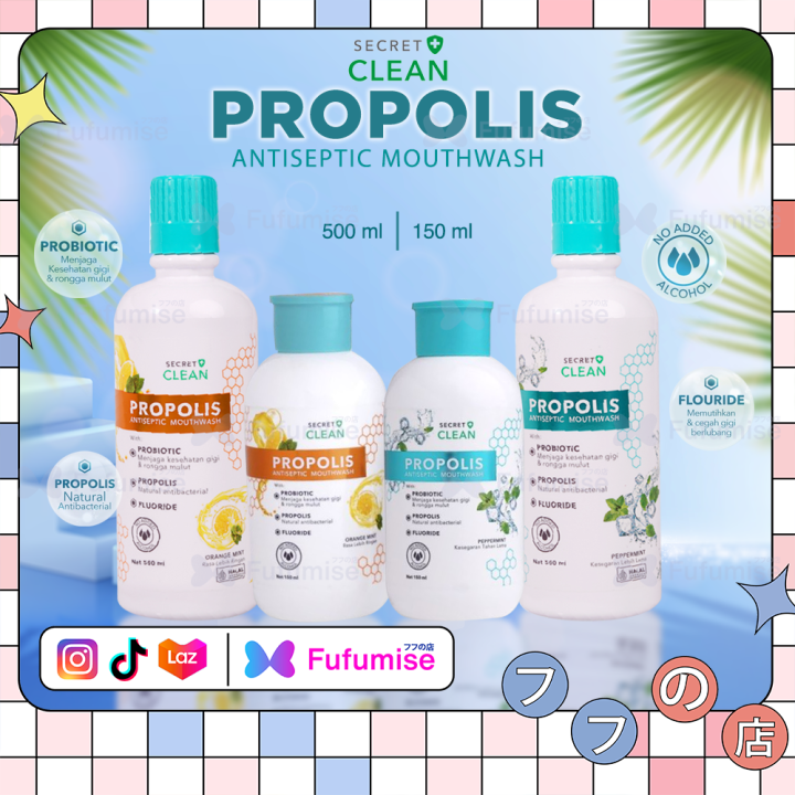 SECRET CLEAN Propolis Antiseptic Mouthwash 150ml & 500ml - Kemasan ...