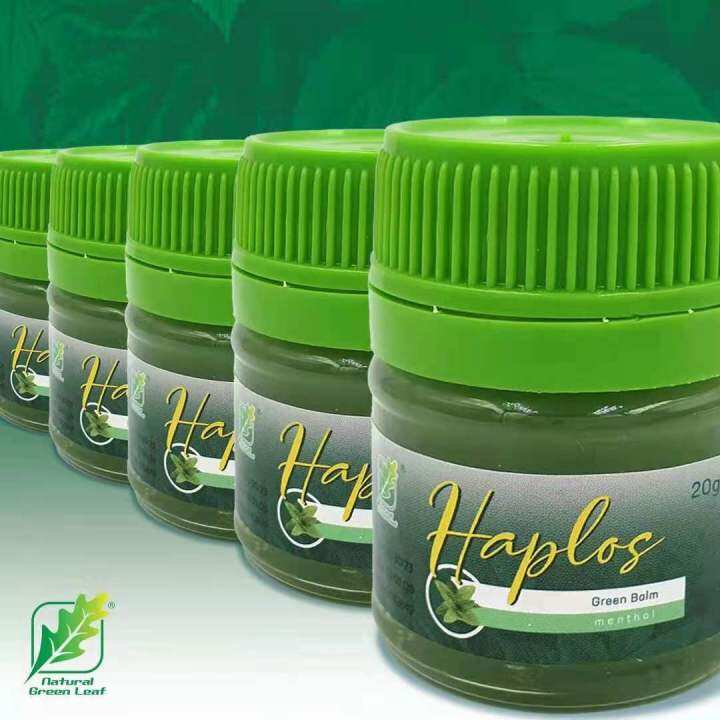 ( Set of 5 ) NATURAL GREEN LEAF Haplos Green Balm Menthol 20g | Lazada PH