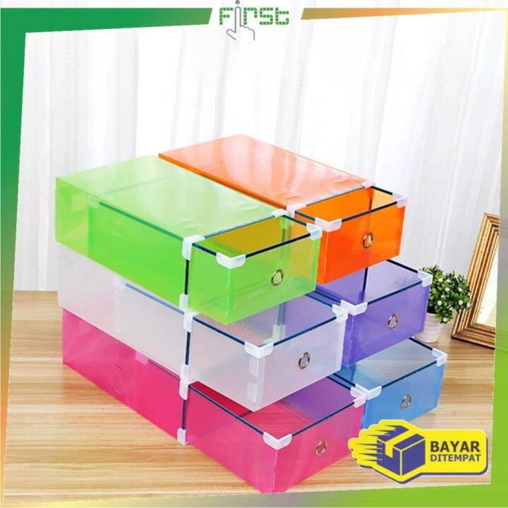 FH-C598 Kotak Sepatu Lipat Transparan Tebal Serbaguna Dengan List Besi ...