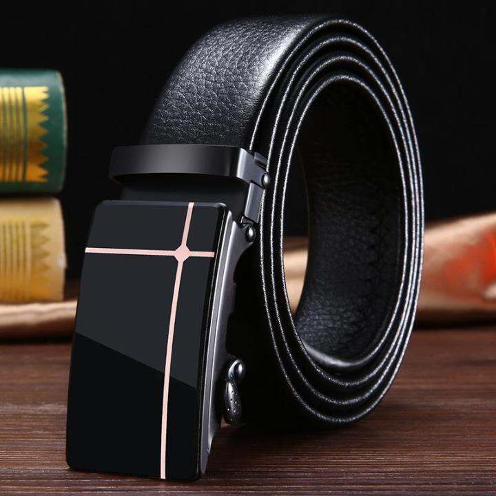New Belt for Men High Quality PU Leather Belt Automatic Sliding Buckle ...