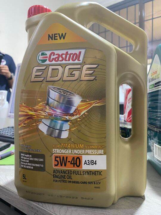 CASTROL EDGE 5W-40 A3/B4 ADVANCE FULL SYNTHETIC ENGINE OIL 5L ONLY ...