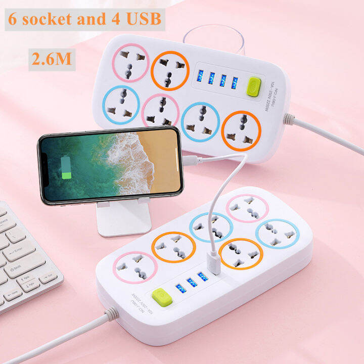 Power Socket Extension Moveable Multi Function Socket With 4 Socket&4 ...