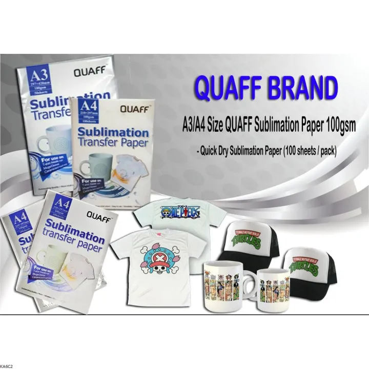 QUAFF Sublimation Transfer Paper A4A3 100GSM | Lazada PH