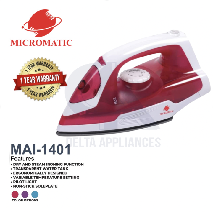 Micromatic Flat Iron Non Stick Soleplate Dry and Steam Original 1 Year ...
