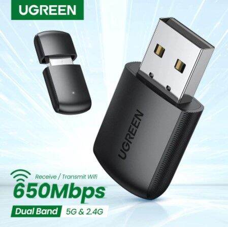 UGREEN Wifi Adapter Wireless Adapter 650Mbps USB WiFi 2.4G & 5G Network ...