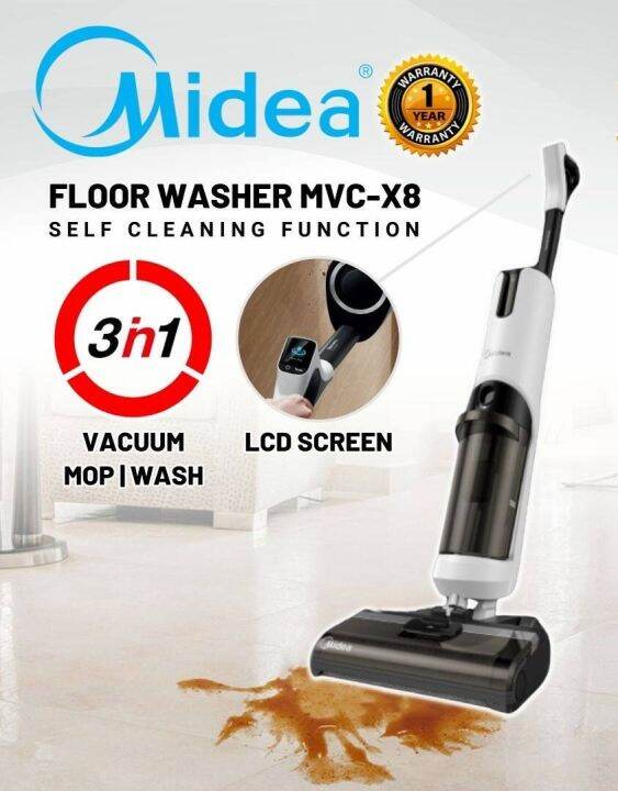 MIDEA Wet & Dry Cordless Floor Washer Vacuum Cleaner MODEL:MVC-X8 | Lazada