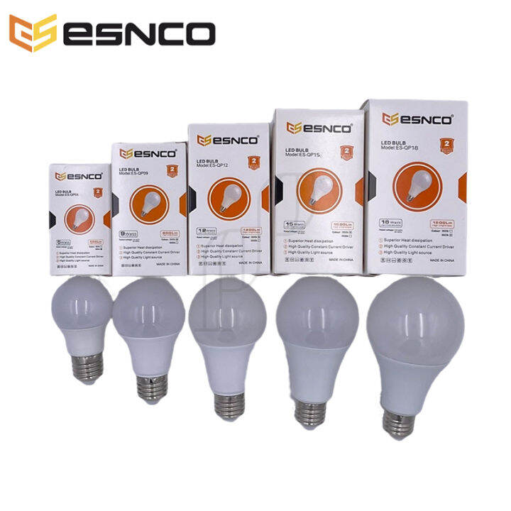 ESNCO หลอดไฟ หลอดบับ BULB หลอดLED ขั้วเกลียวE27 5W 9W 12W 15W 18W แสง ...