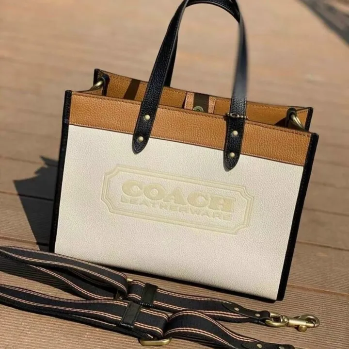 Coach C0777 Field Tote Bag in Colorblock Chalk / Multicolor Polished ...