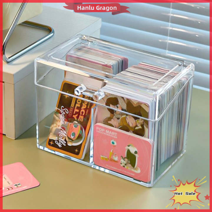 Hanlu Transparent Acrylic Card Storage Box Holds 400 Postcards 12x10 ...