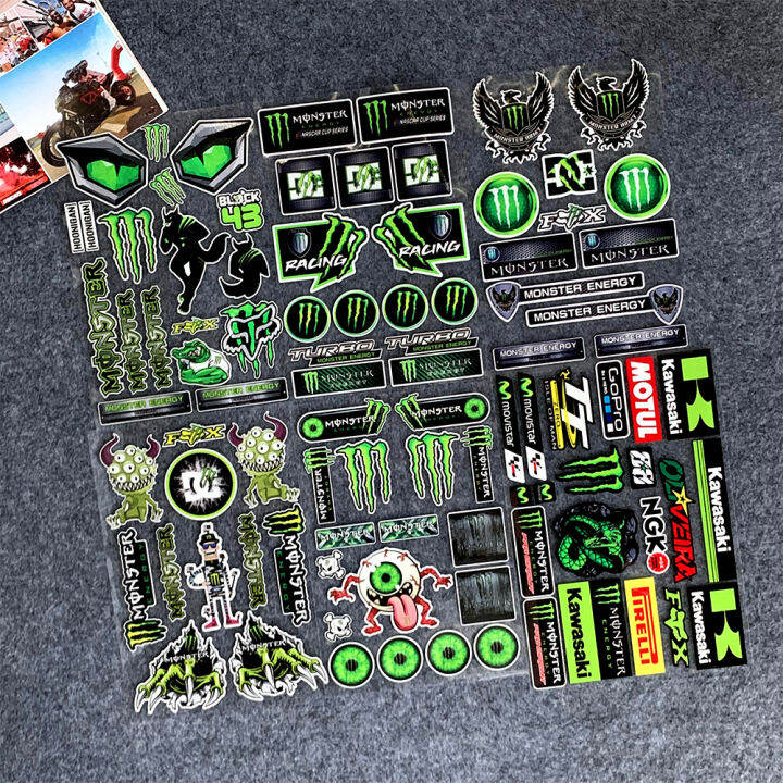 Monster Energy Motorcycle Sticker Helmet Decal Glossy Film Waterproof ...