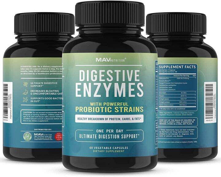 MAV Nutrition | Digestive Enzymes with Probiotic Strains Ultimate ...