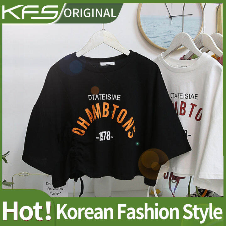 KFS Korean Pure cotton T-shirt Fashion Dew belly Coat | Lazada PH