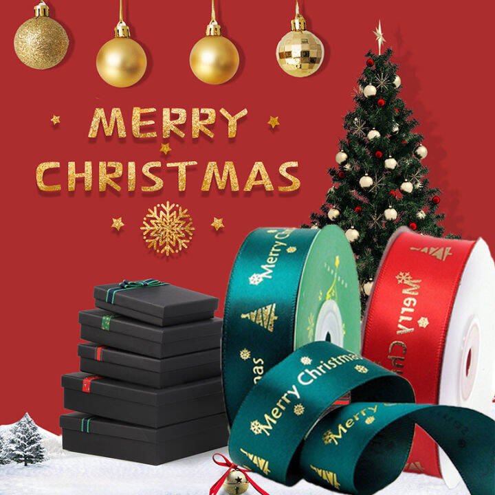 22 Meters/Roll Christmas Gift Ribbon Wrapping Merry Christmas Gift Red ...