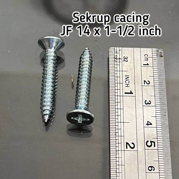 ECER SEKRUP BAUT CACING JF 14 X 1-1/2 INCH / SKRUP CACING KEPALA RATA | Lazada Indonesia