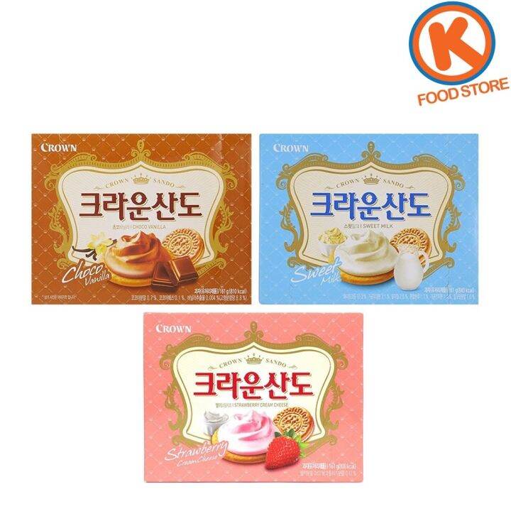 Crown Sando Sandwich Biscuit Strawberry Cream Cheese Choco Vanilla 161g ...