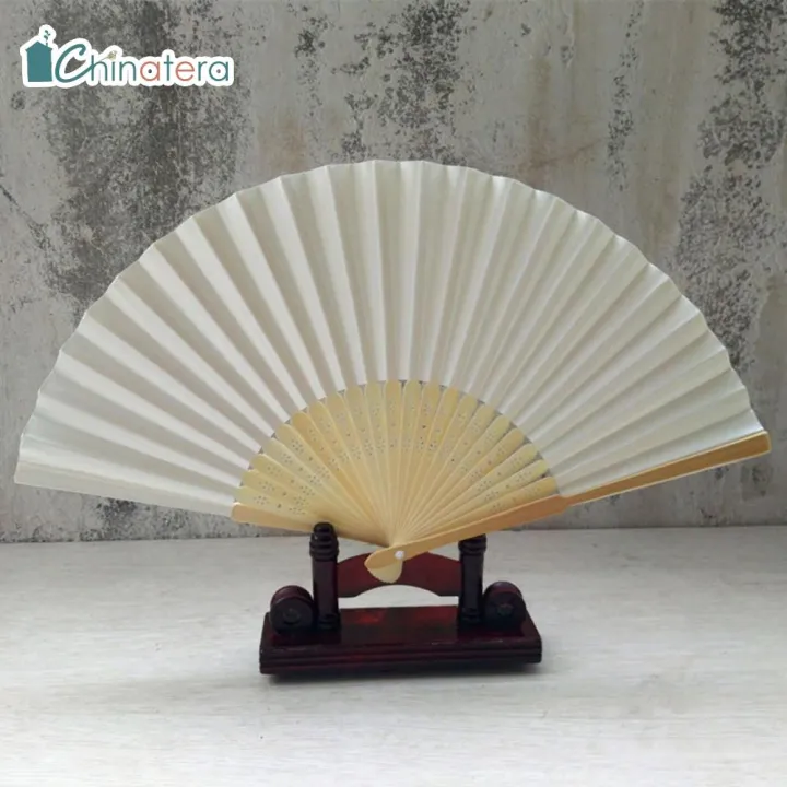 Chinatera Paper Fan Chinese Style Paper Bamboo Folding Fan Blank White ...