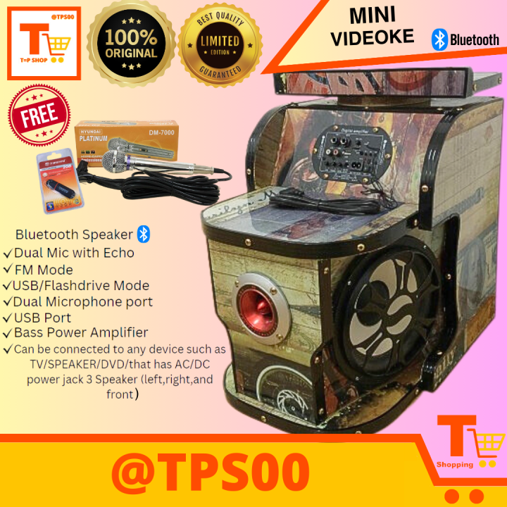 MINI VIDEOKE/KARAOKE BLUETOOTH SPEAKER WITH PLATINUM MICROPHONE AND USB ...