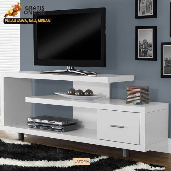 Meja Tv Simple Elegan Panjang 120 Lebar 30 Tinggi 40 Cm Tebal 6 Cm Kaki ...
