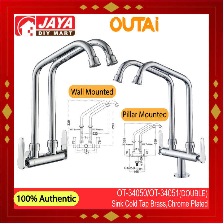 Outai OT-34050/OT-34051 - Pillar Tap/ Wall Mounted Sink Tap (Double ...