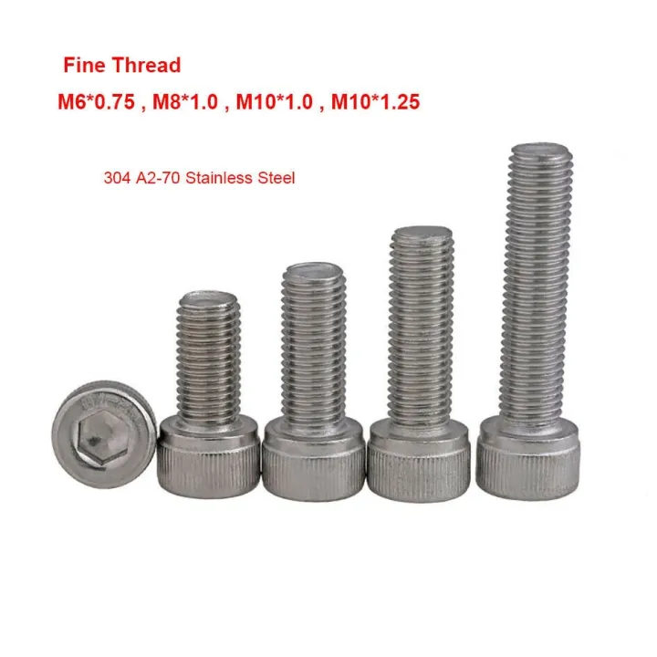 M6 M8 M10 DIN912 Fine Thread Hexagon Hex Socket Cap Head Screws 304 Stainless Steel Allen Bolts ...