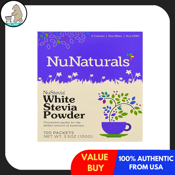 NuNaturals, NuStevia, White Stevia Powder, 100 Packets, 3.5 oz (100 g ...