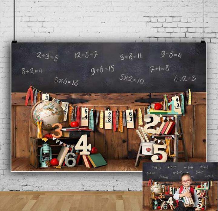 5x3ft Back to School Backdrop for Photography Vintage Classroom Math ...