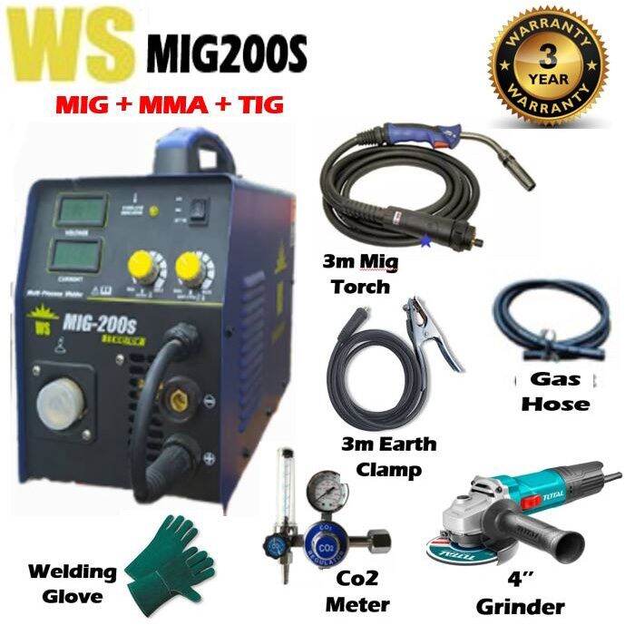 MIG WELDING SET WS MIG200S WELDING MACHINE SET HOME DIY CO2 GAS WIRE ...