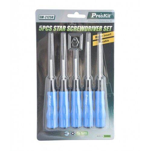 Pro'skit SW-2125H 5Pcs Star Screwdriver Set with Temper Proof Hole | Lazada