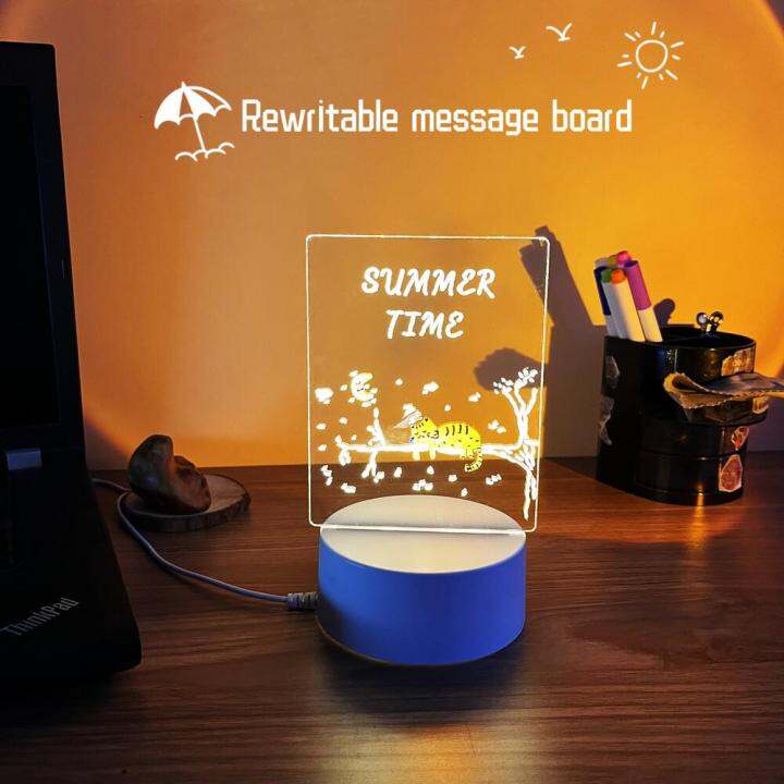 USB Note Board Lamp with Erasable Pen Led Night Light Desktop ...